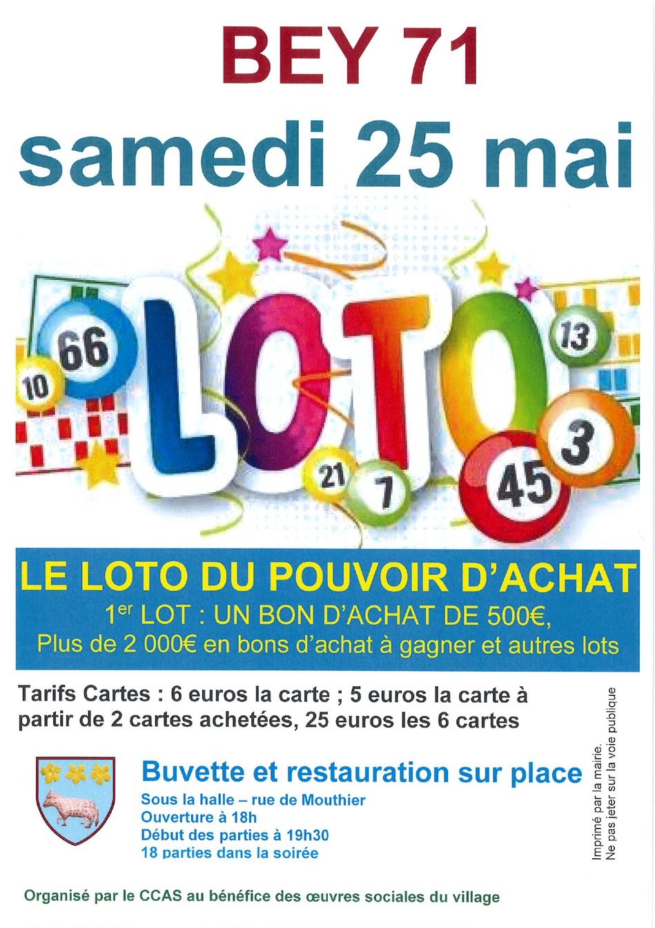 Loto semi- nocturne organisé par le CCAS de Bey