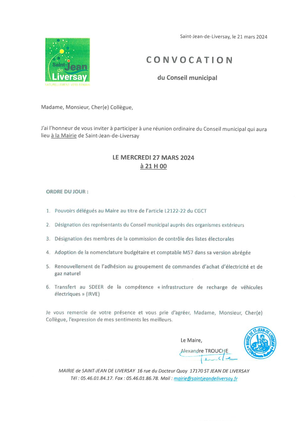 [CONVOCATION AU CONSEIL MUNICIPAL]