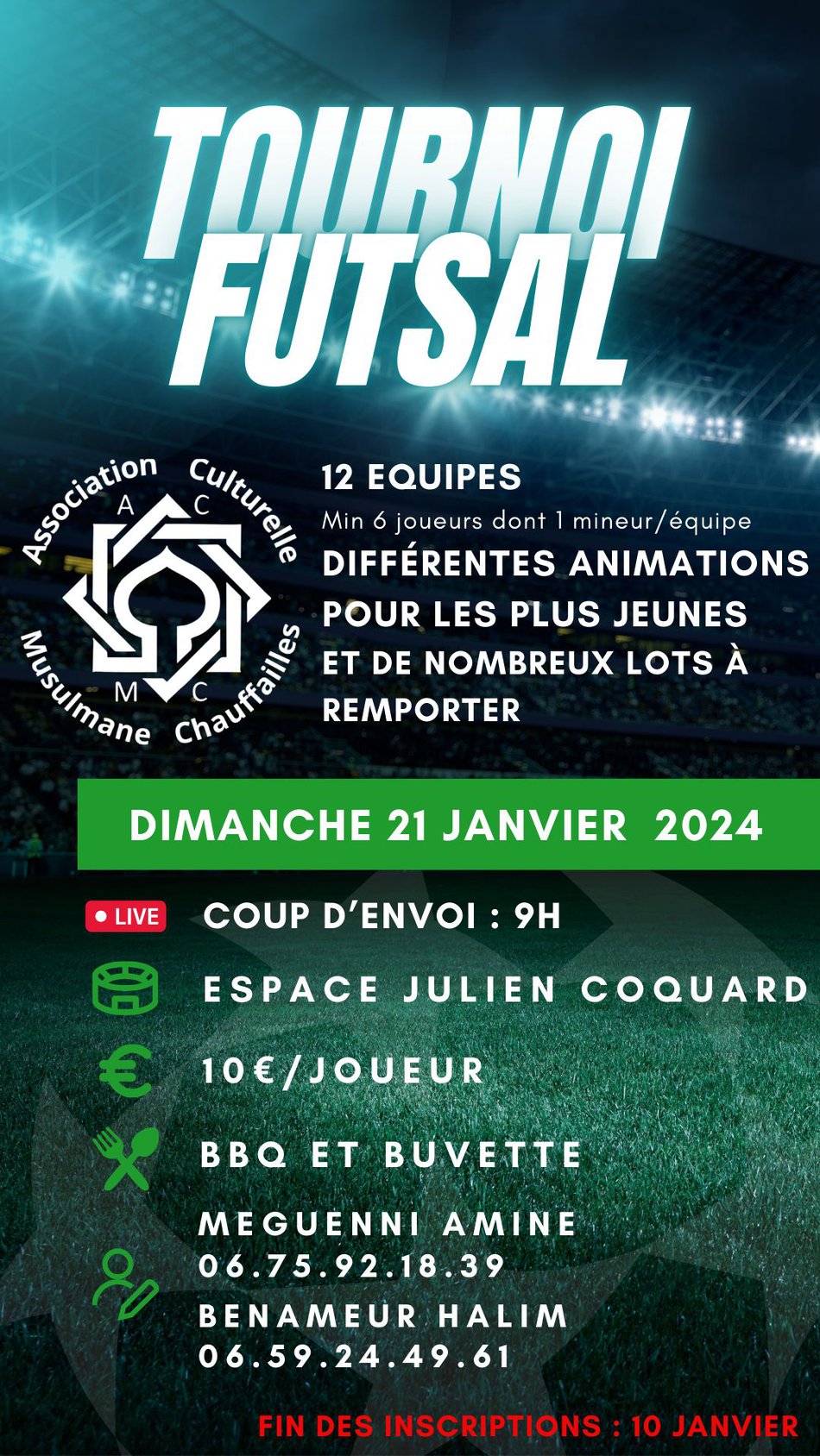 Tournoi FutSal - Dimanche 21 janvier