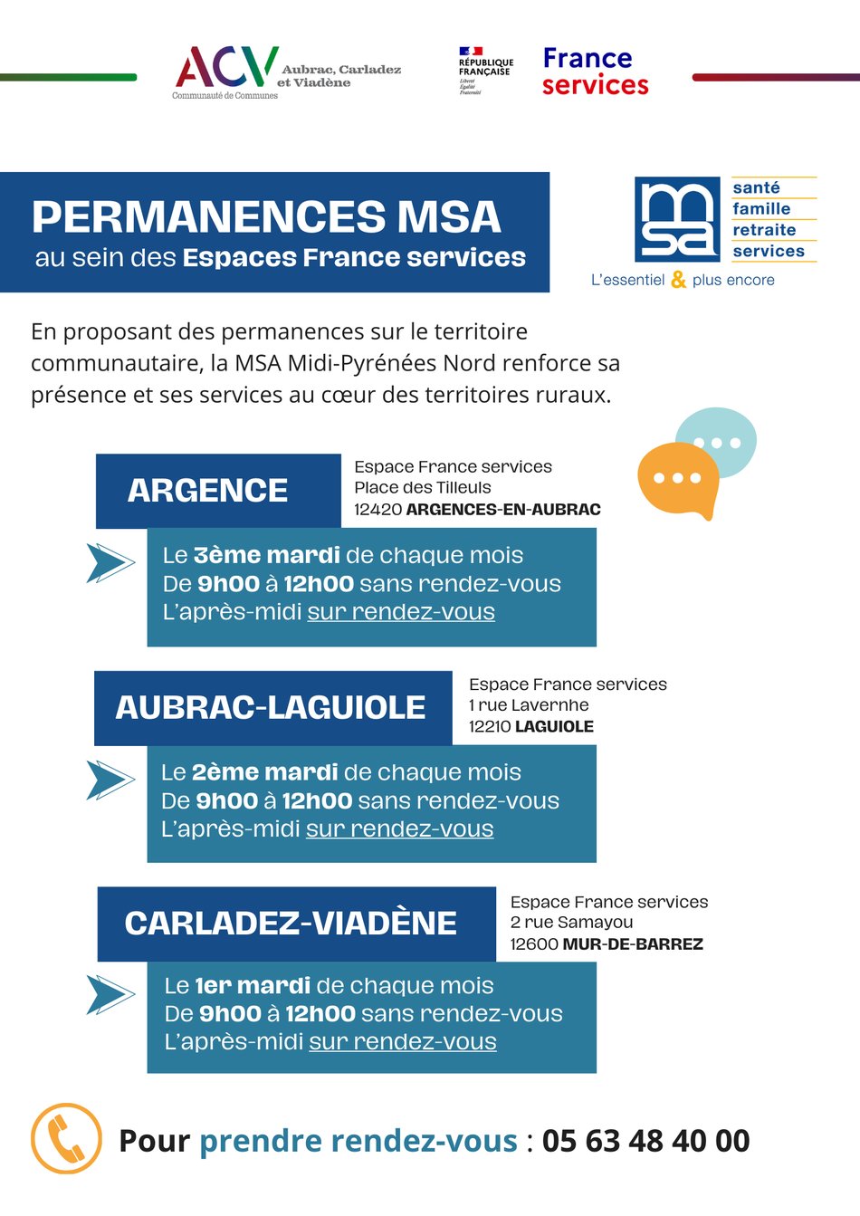 Nouveau : permanences MSA dans les espaces France sevices