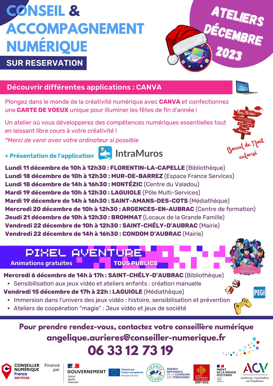 Ateliers numériques : programme - décembre 2023